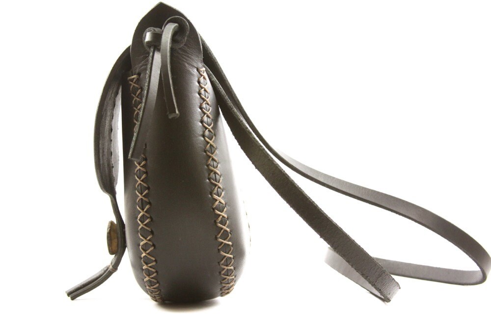 Black Leather Purse Tall Tree in Black Vegetable Tanned | Etsy