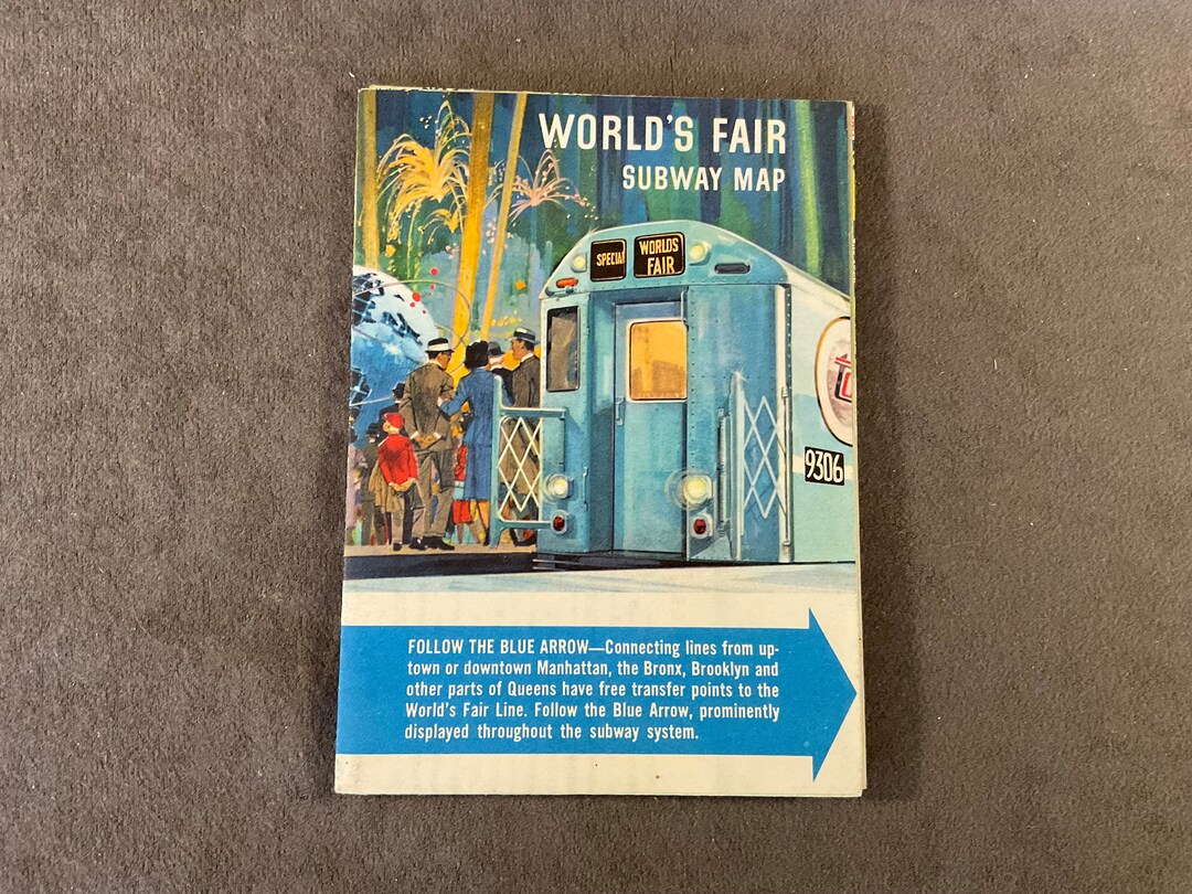 Vintage 1964 New York World's Fair Subway Map Follow the Blue Arrow to ...
