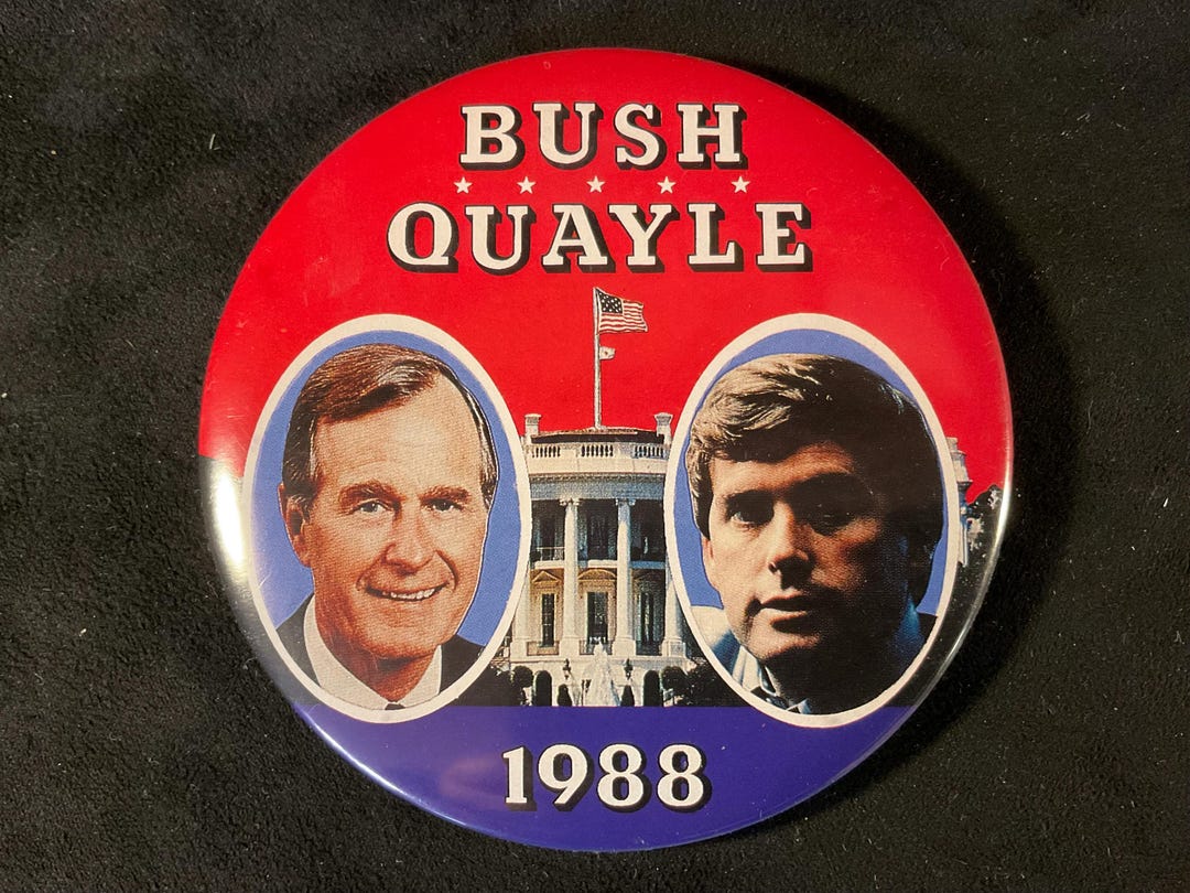 Vintage Bush-quayle 1988 Presidential Campaign Jugate Pinback/button ...