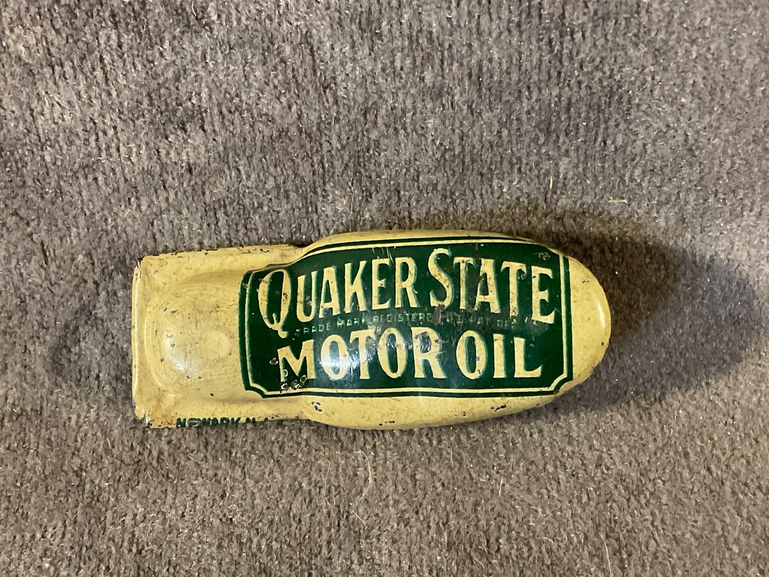 Vintage Quaker State Motor Oil Tin Litho Metal Clicker Quaker State ...