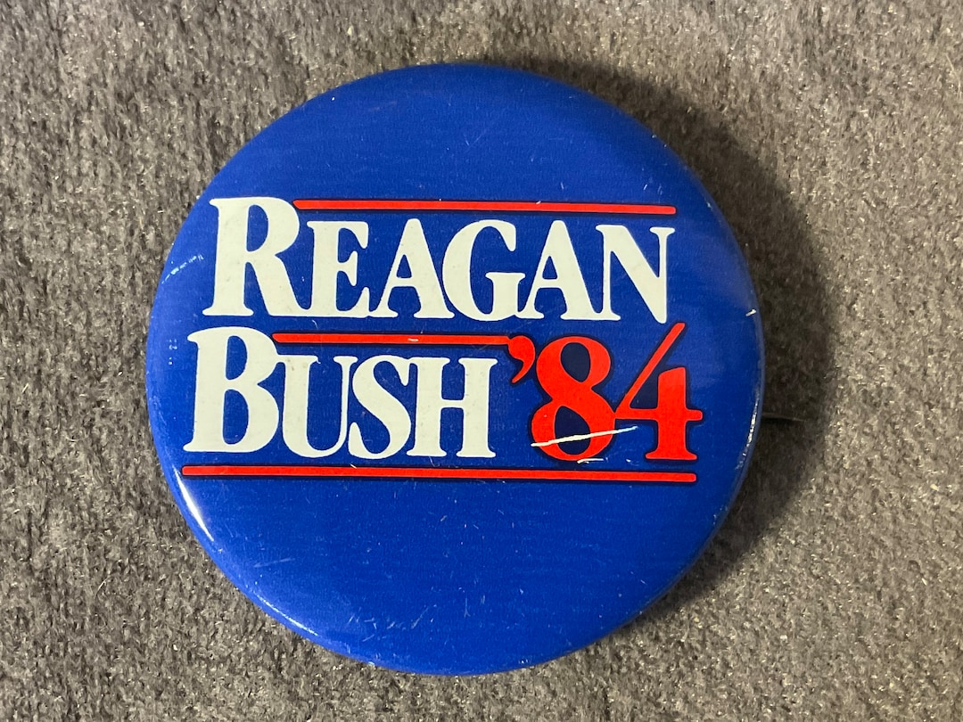Vintage Reagan Bush ‘84 Presidential Campaign Pin/button - 1 7/16 ...