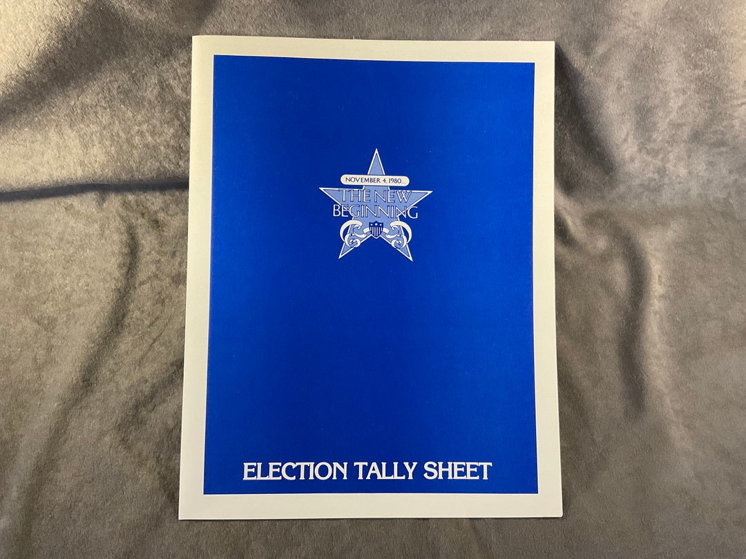 Vintage 1980 RNC Election Night Watch Party Election Tally Sheet ...
