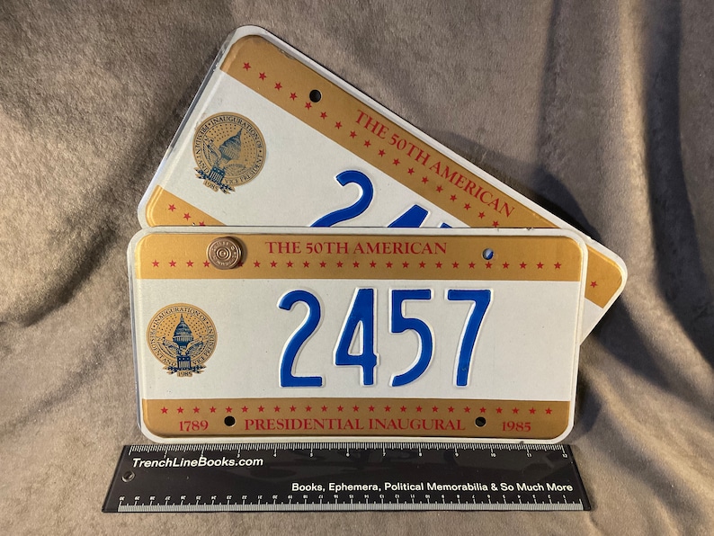 Vintage 1985 Ronald Reagan Washington DC Presidential Inaugural License ...