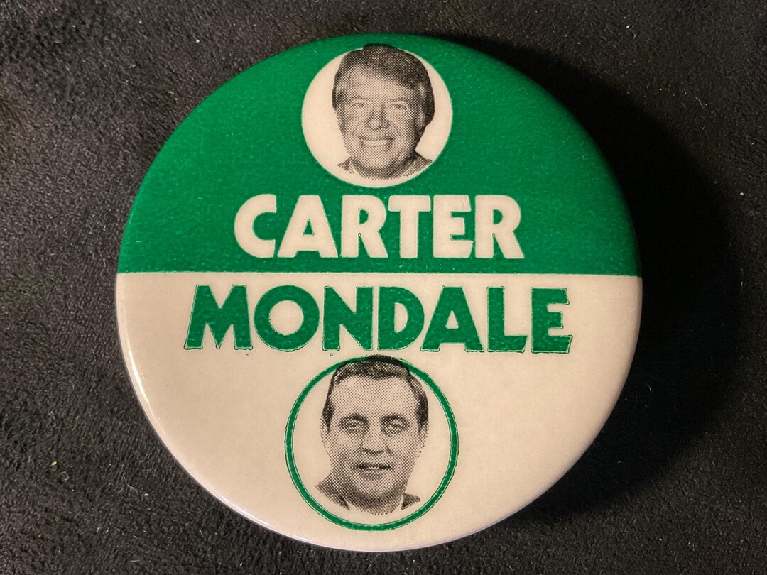 Vintage Carter-mondale 2 1/8” Green Over White Campaign Button ...