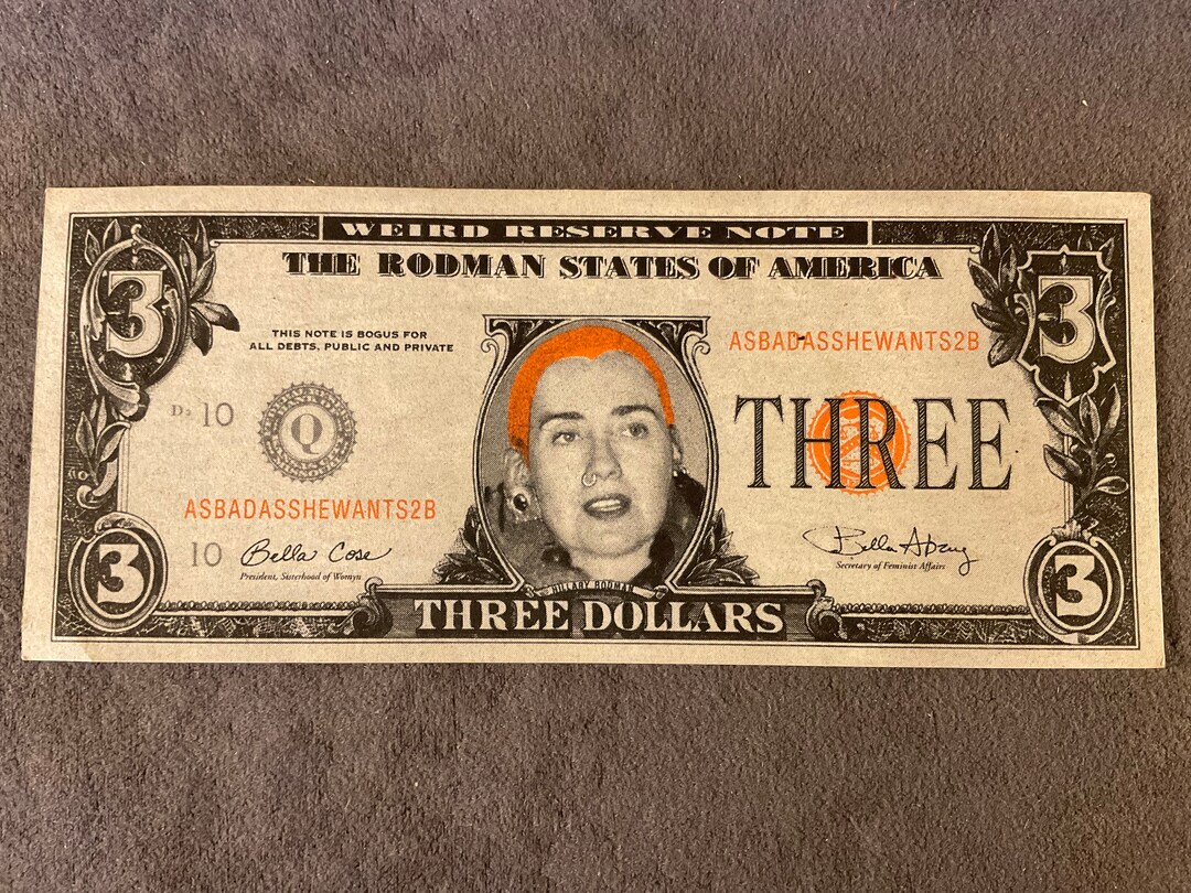 Vintage Three Dollar Weird Reserve Note the Rodman States of America ...