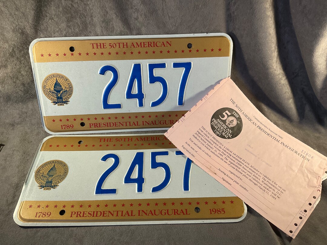 Vintage 1985 Ronald Reagan Washington DC Presidential Inaugural License ...