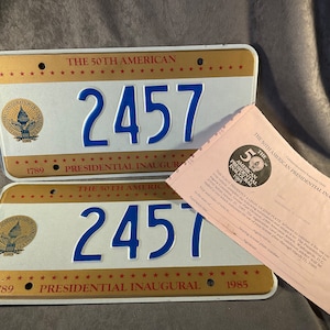 Vintage 1985 Ronald Reagan Washington DC Presidential Inaugural License ...