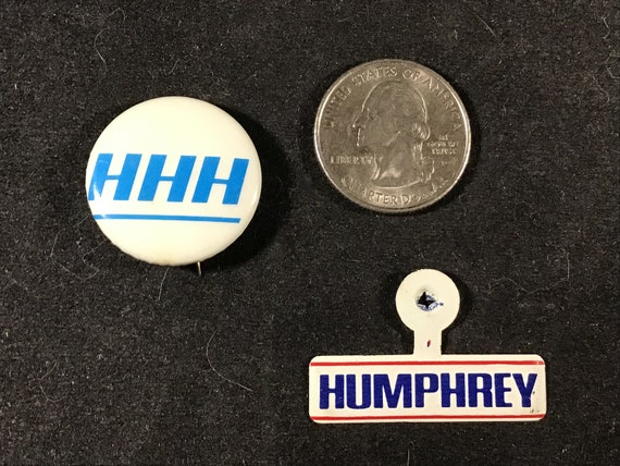 Vintage Herbert Humphrey 1968 HHH Campaign Pin and Hu… - Gem