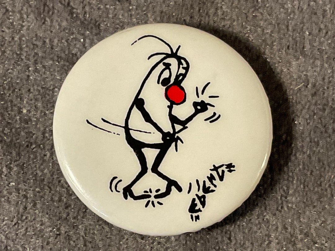 Vintage Ebert Character Playing Air Guitar Pinback/button - Marked 1982 ...