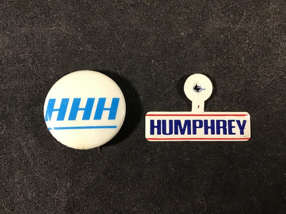 Vintage Herbert Humphrey 1968 HHH Campaign Pin and Hu… - Gem