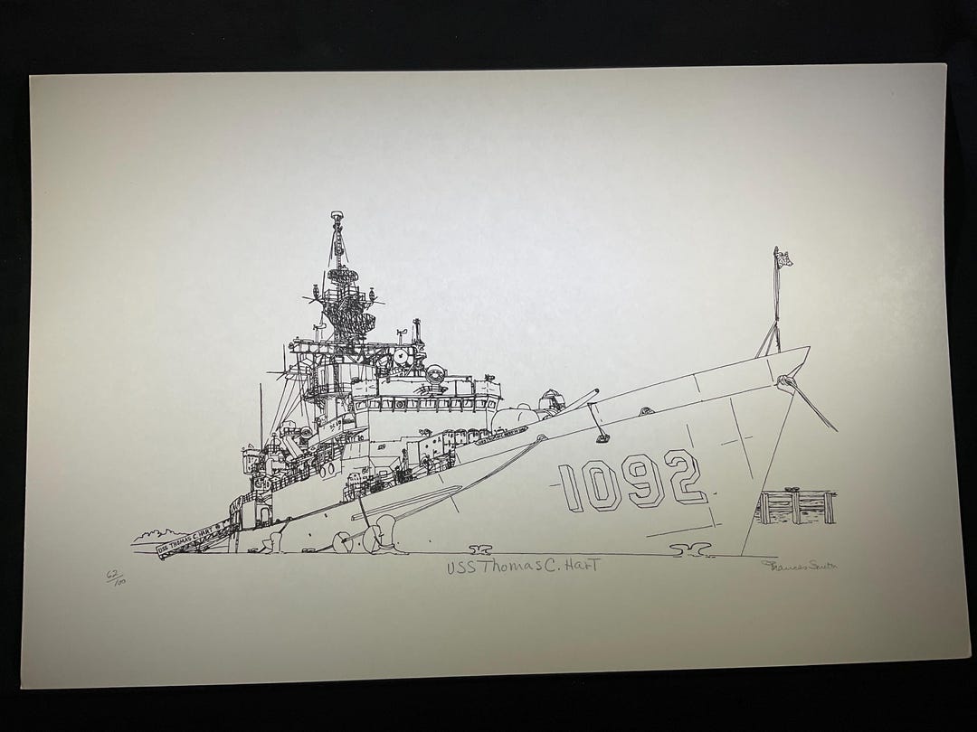 USS Thomas C. Hart Naval Ship Art Print: Signed & Numbered Lithograph ...