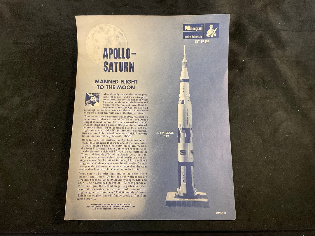 Vintage Manned Flight to the Moon Insert From Monogram Apollo-saturn PS ...
