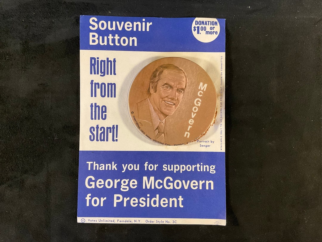 Vintage 3” George Mcgovern Portrait 1972 Political Campaign Pinback ...