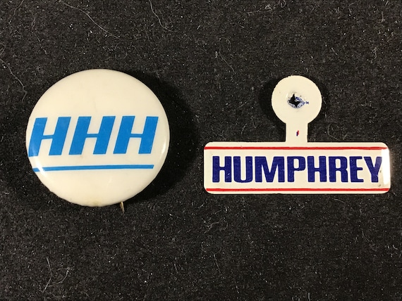 Vintage Herbert Humphrey 1968 HHH Campaign Pin and Hu… - Gem