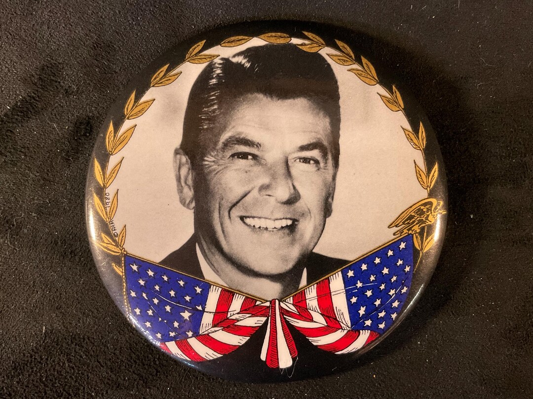 Vintage Ronald Reagan B/W Photo Pin - Ronald Reagan Presidential ...