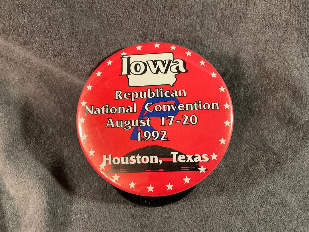 Vintage 1992 Iowa RNC Delegation Pinback Button - Houston, Texas - Etsy