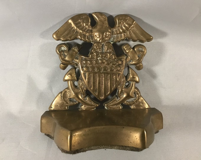 Vintage U.S. Navy Eagle and Anchor Insignia Metal Bookend/doorstop ...
