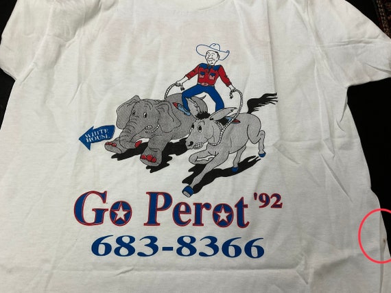 Vintage 92 Perot riding an elephant and donkey to the… - Gem