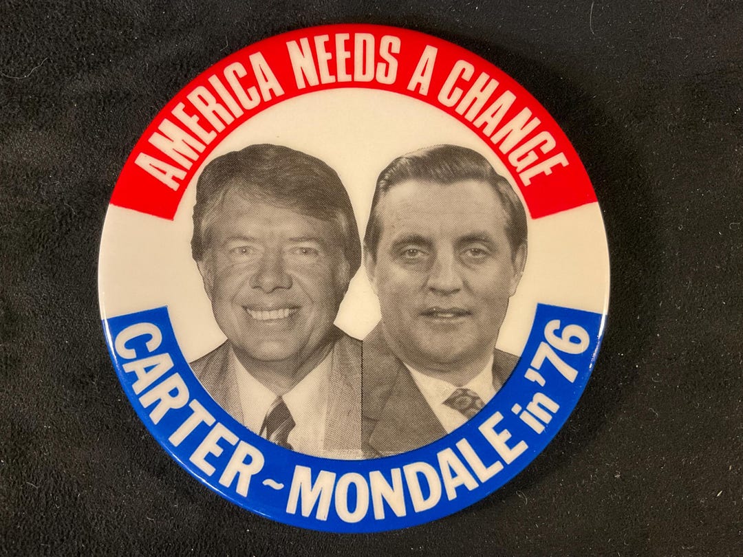 Vintage 1976 Carter-mondale Political Large Jugate Campaign Pinback ...