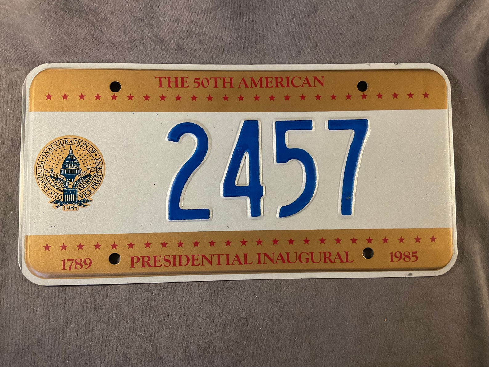 Vintage 1985 Ronald Reagan Washington DC Presidential Inaugural License ...