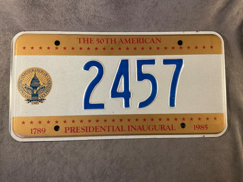 Vintage 1985 Ronald Reagan Washington DC Presidential Inaugural License ...
