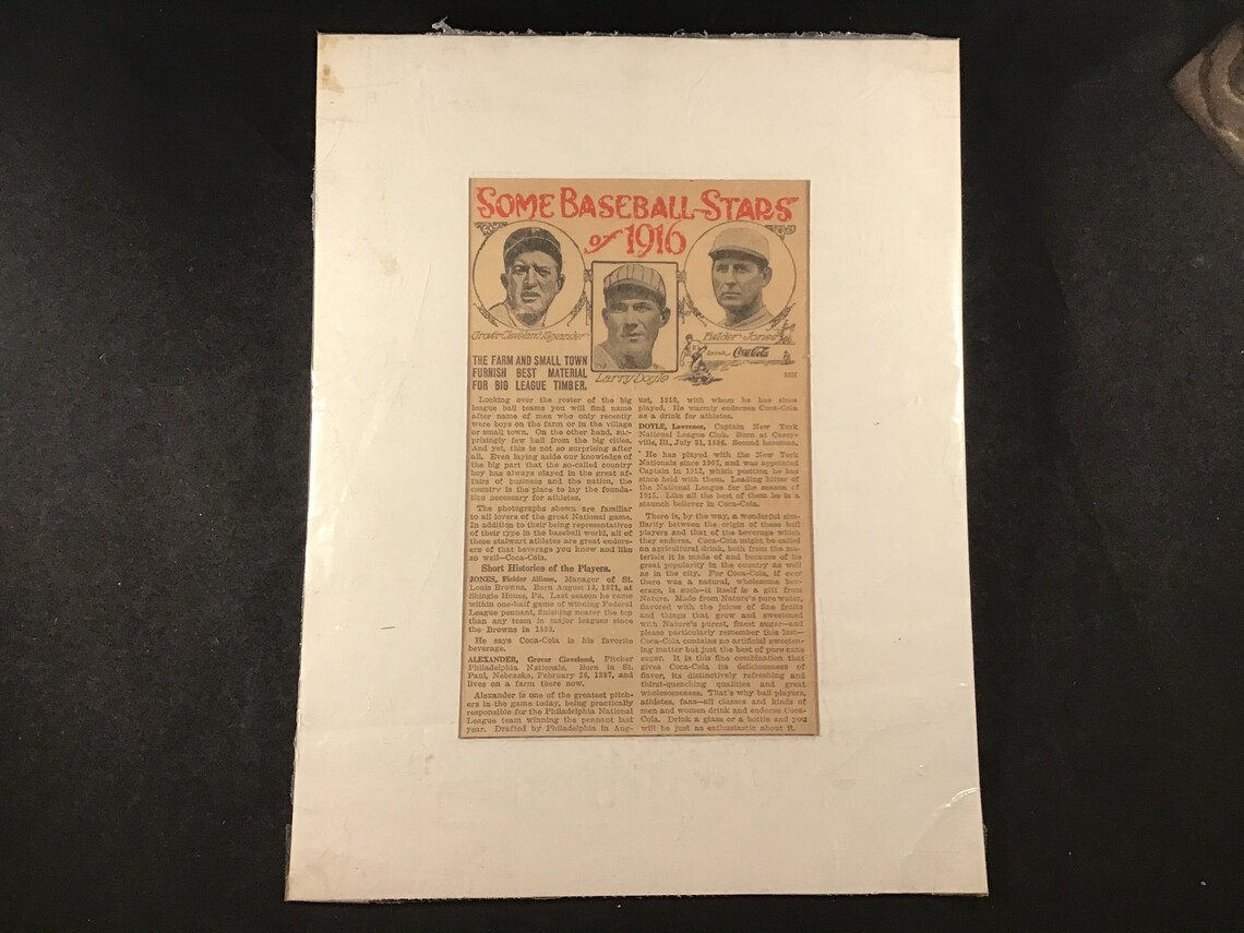 Vintage Coca-cola Advertising With Some Baseball Stars of 1916 | Etsy