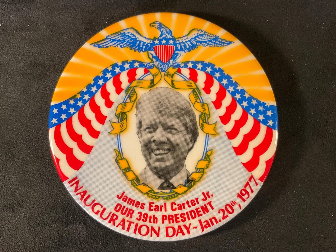 Vintage 3 1/2” Jimmy Carter 1977 Inauguration Day Pinback-button - 1977 ...