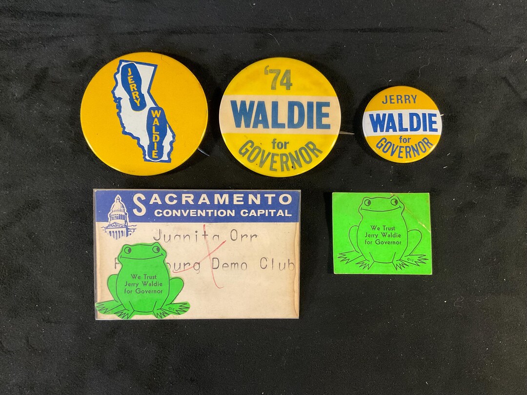Vintage 1974 Jerry Waldie California Gubernatorial Campaign Lot Pins ...