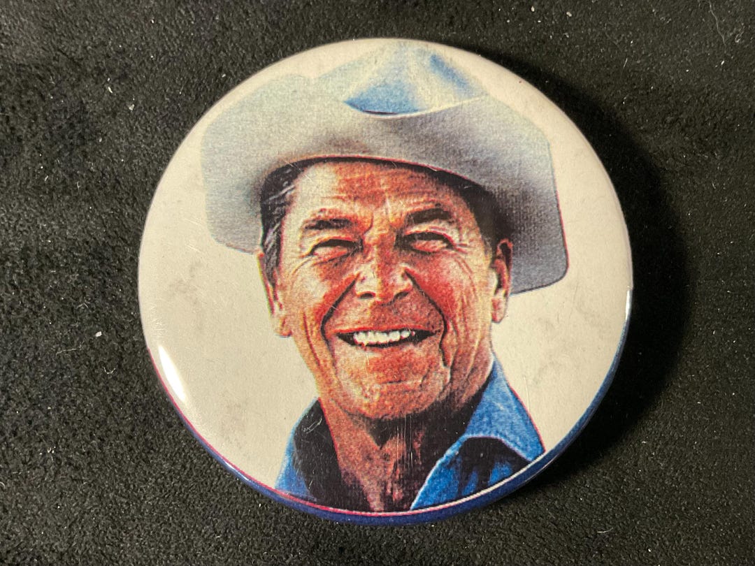 Vintage Ronald Reagan With Cowboy Hat Political Campaign Pinback/button ...
