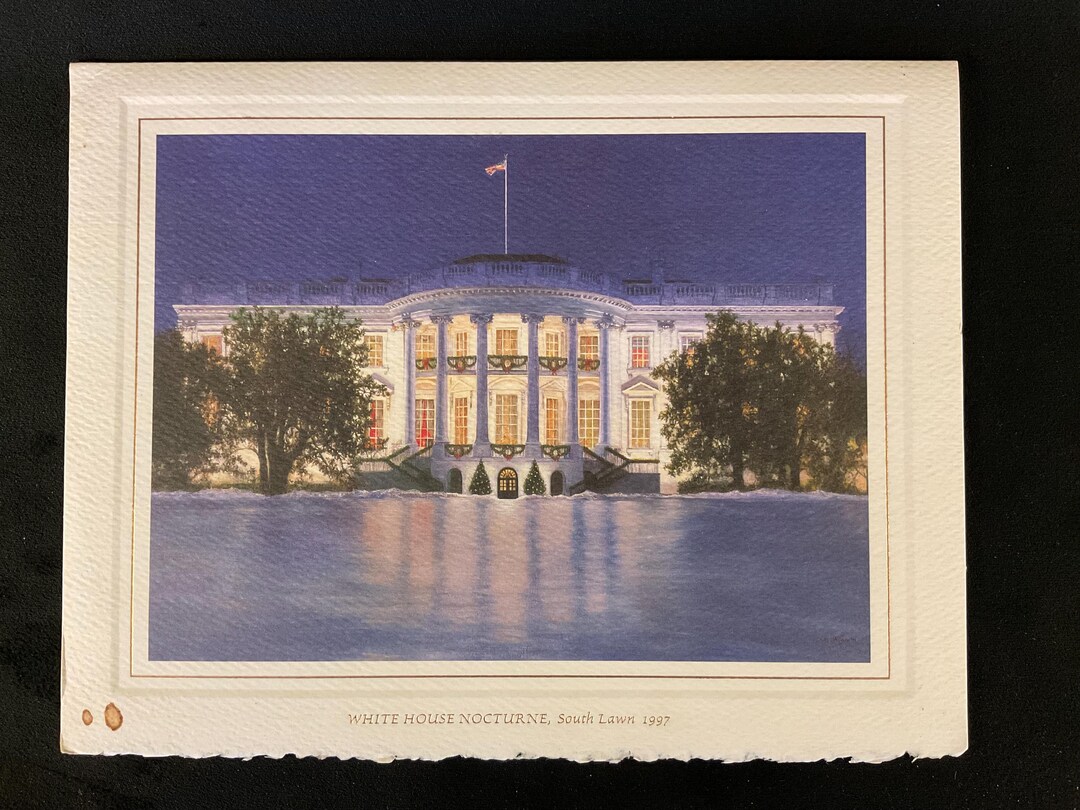 Vintage 1997 Bill and Hillary Clinton White House Christmas Card Small ...