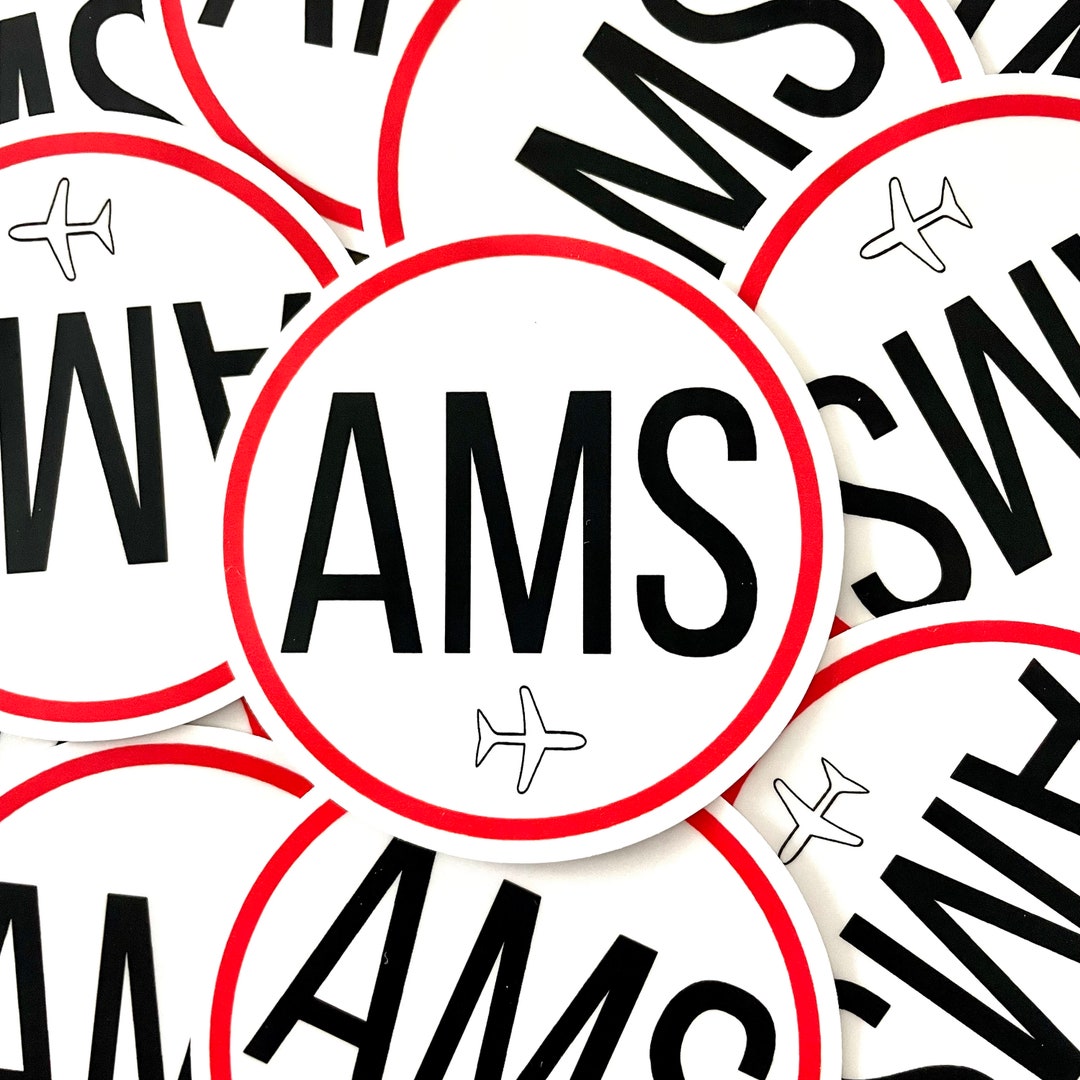 AMS Amsterdam Netherlands Airport Code, Travel Sticker 3" | Laptop ...