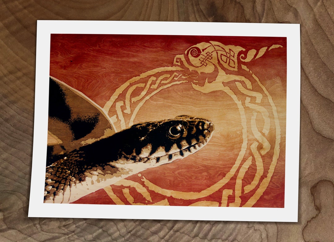 Celtic Snake Premium Art Print | Ouroboros Art | Wildlife Print | Red ...