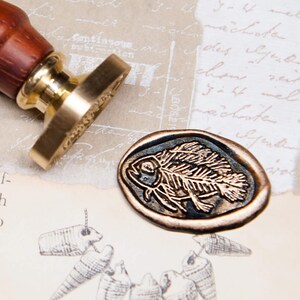 Fish Fossil Wax Seal Stamp, Special Shape Wax Stamp, Original Design ...