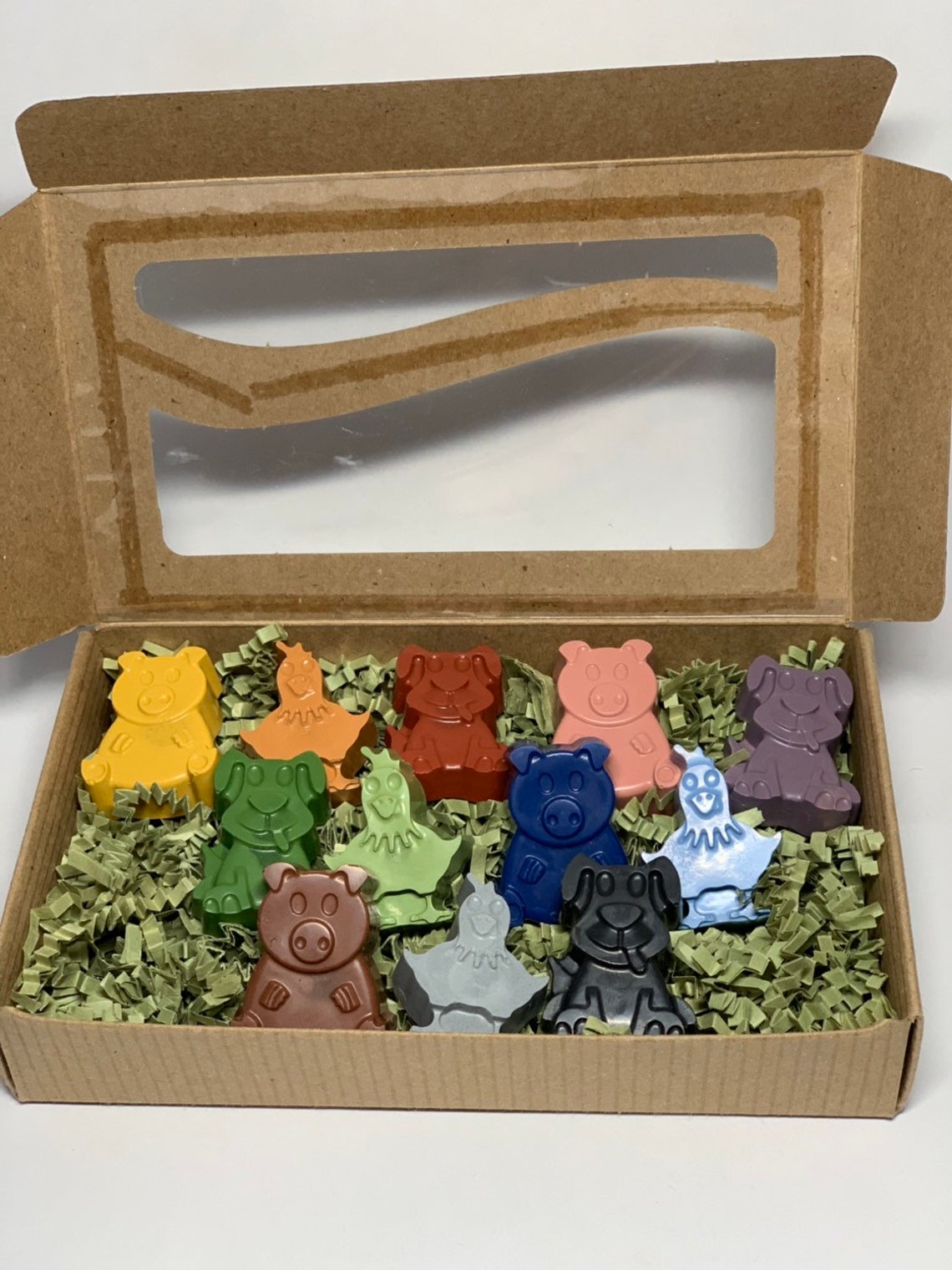 FARM ANIMALS HANDMADE Crayons- Nontoxic 1 Set of 12, Farm Themed ...