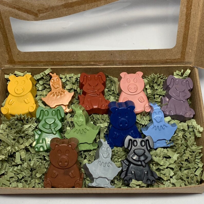 FARM ANIMALS HANDMADE Crayons Nontoxic 1 Set of 12 Farm | Etsy