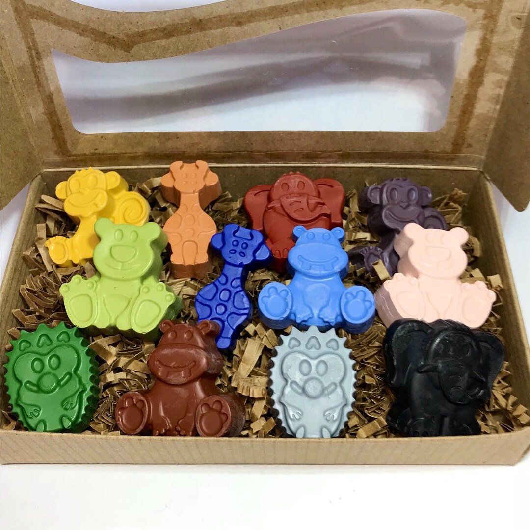 Handmade ZOO ANIMALS CRAYONS - Nontoxic 1 Set of 12, Themed Birthday ...
