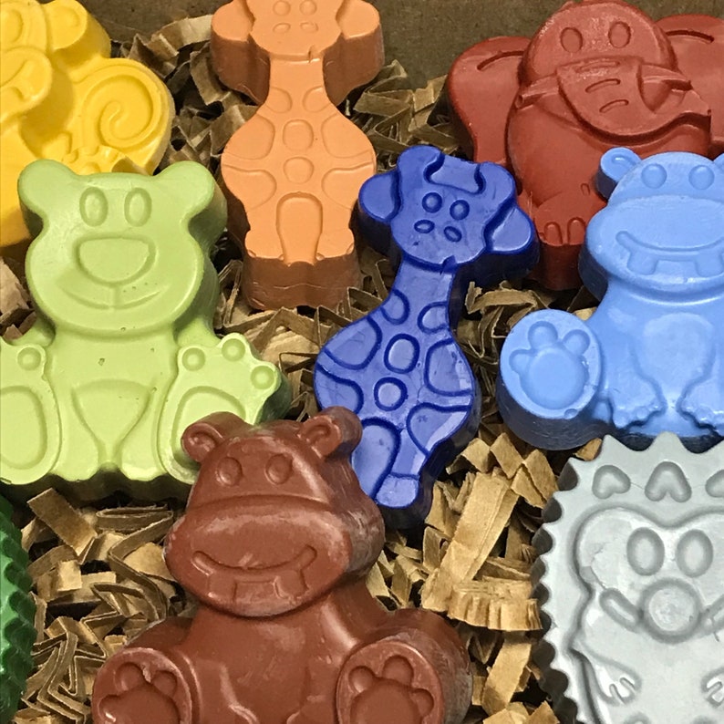 Handmade ZOO ANIMALS CRAYONS Nontoxic 1 Set of 12 Themed | Etsy