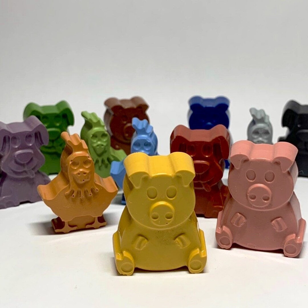 FARM ANIMALS HANDMADE Crayons- Nontoxic 1 Set of 12, Farm Themed ...