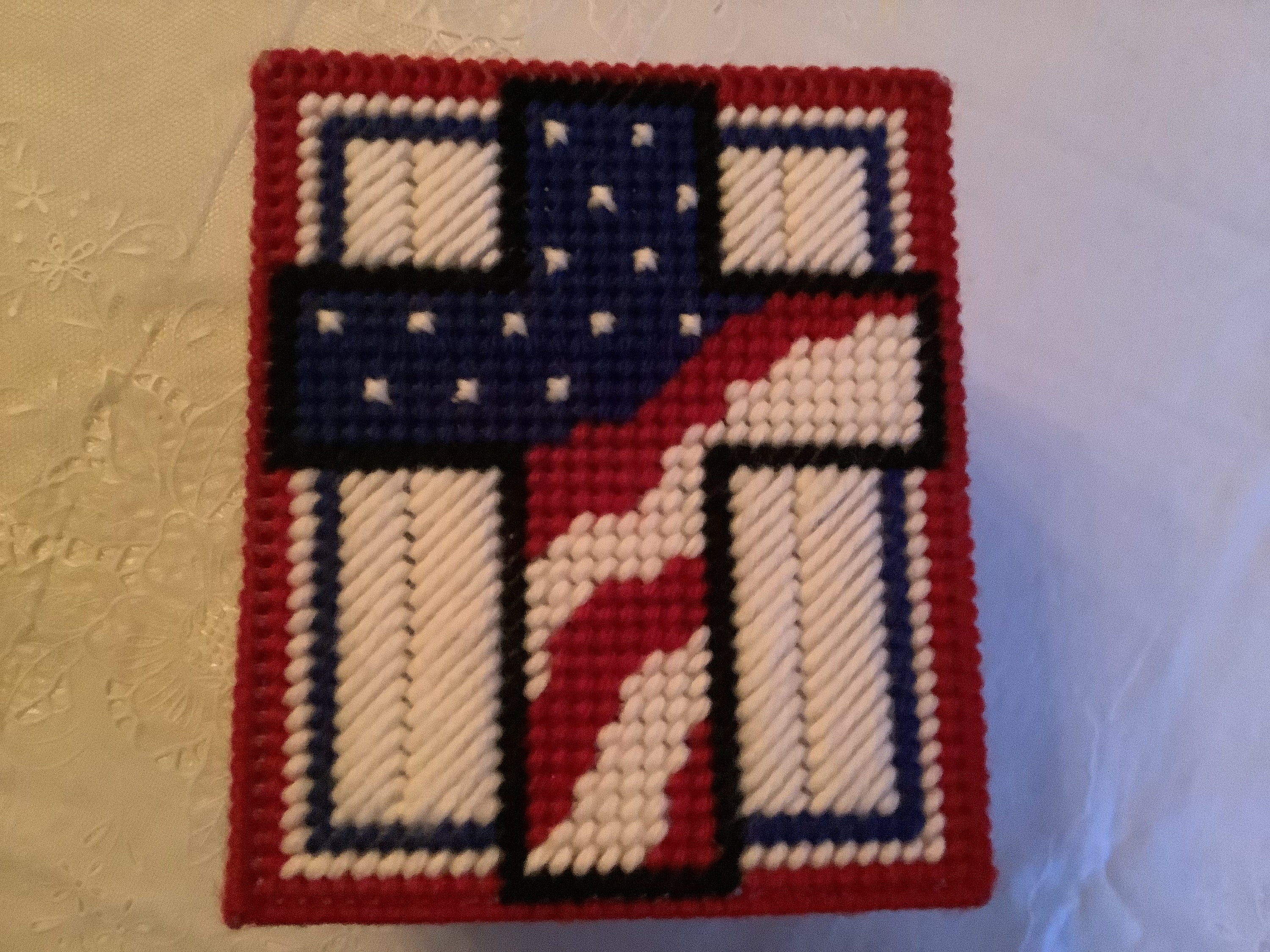 American Flag With Cross Tissue Boxcover - Etsy