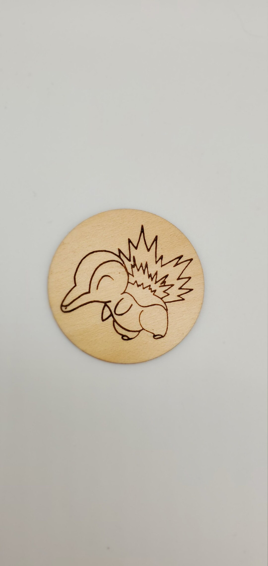 Pokemon Cyndaquil Custom Wooden Sticker 1.5inch Round Adhesive Sticker ...