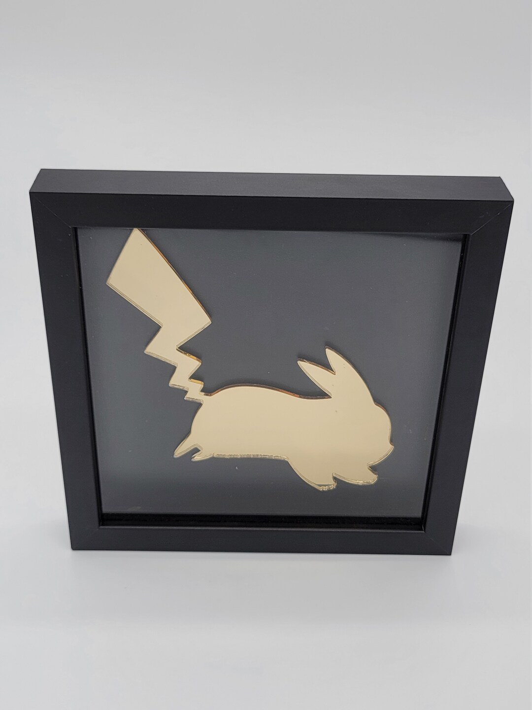 Pokemon Pikachu Silhouette Gold Mirror Acrylic Shadow Box Display Frame ...