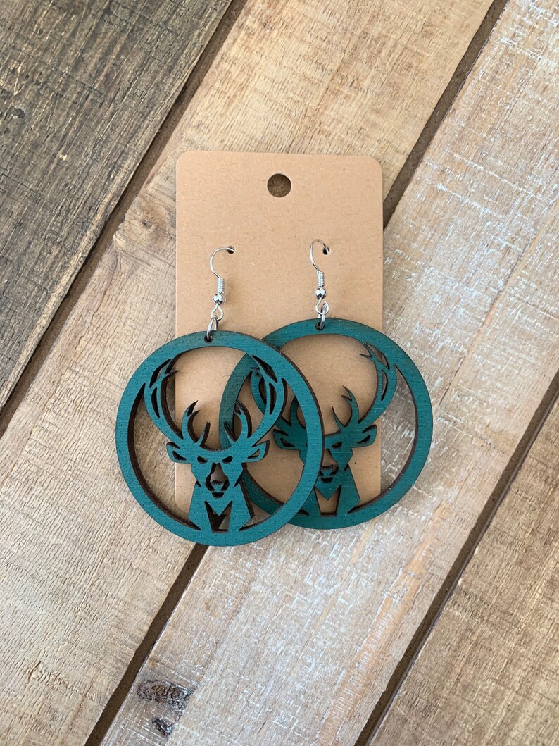 Milwaukee Bucks Wooden Laser Cut Dangle Earrings | Bucks Acrylic and ...