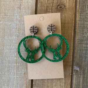 Milwaukee Bucks Wooden Laser Cut Dangle Earrings | Bucks Acrylic and ...