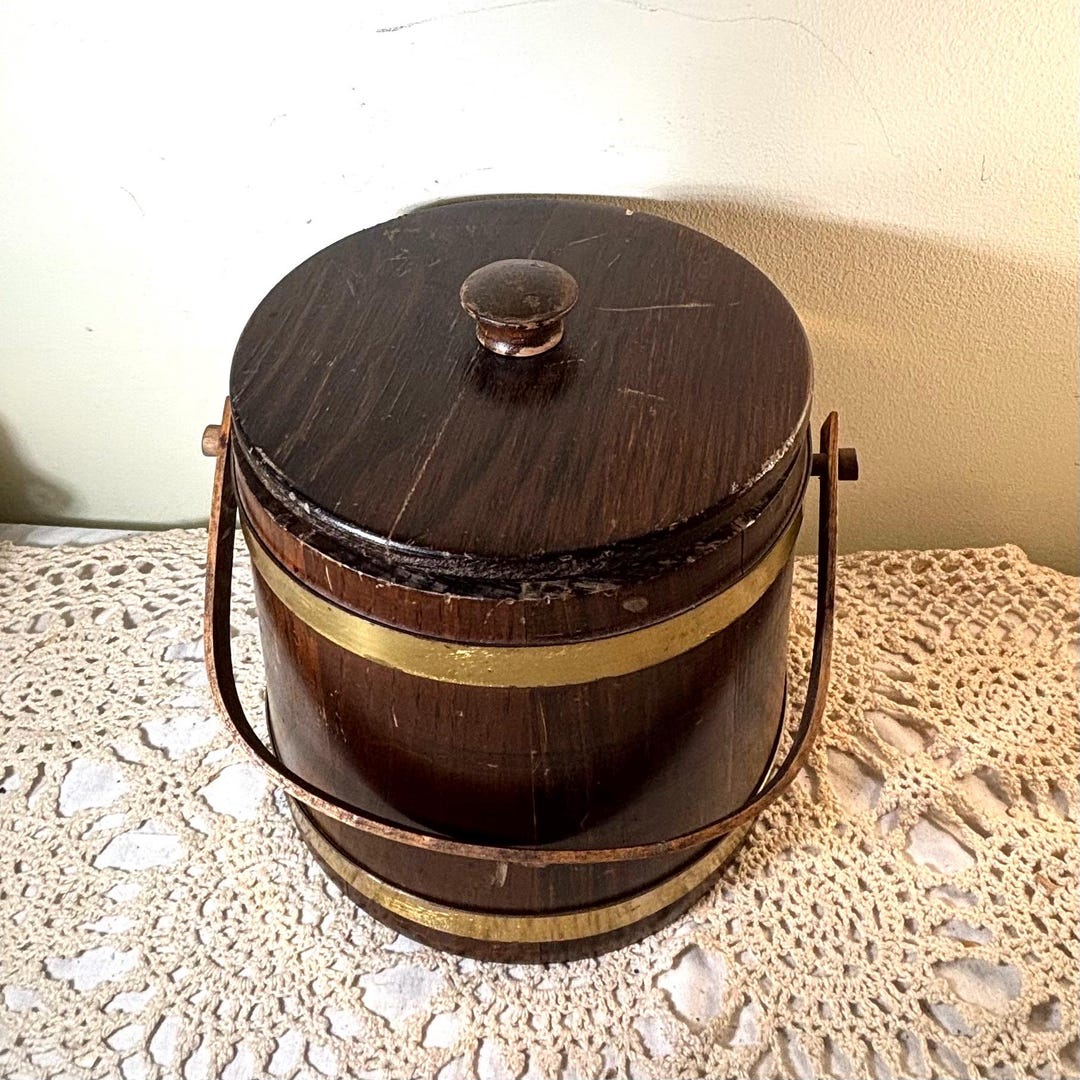 Antique Wooden Coopered Barrel: Victorian Ice Bucket or Biscuit Barrel ...