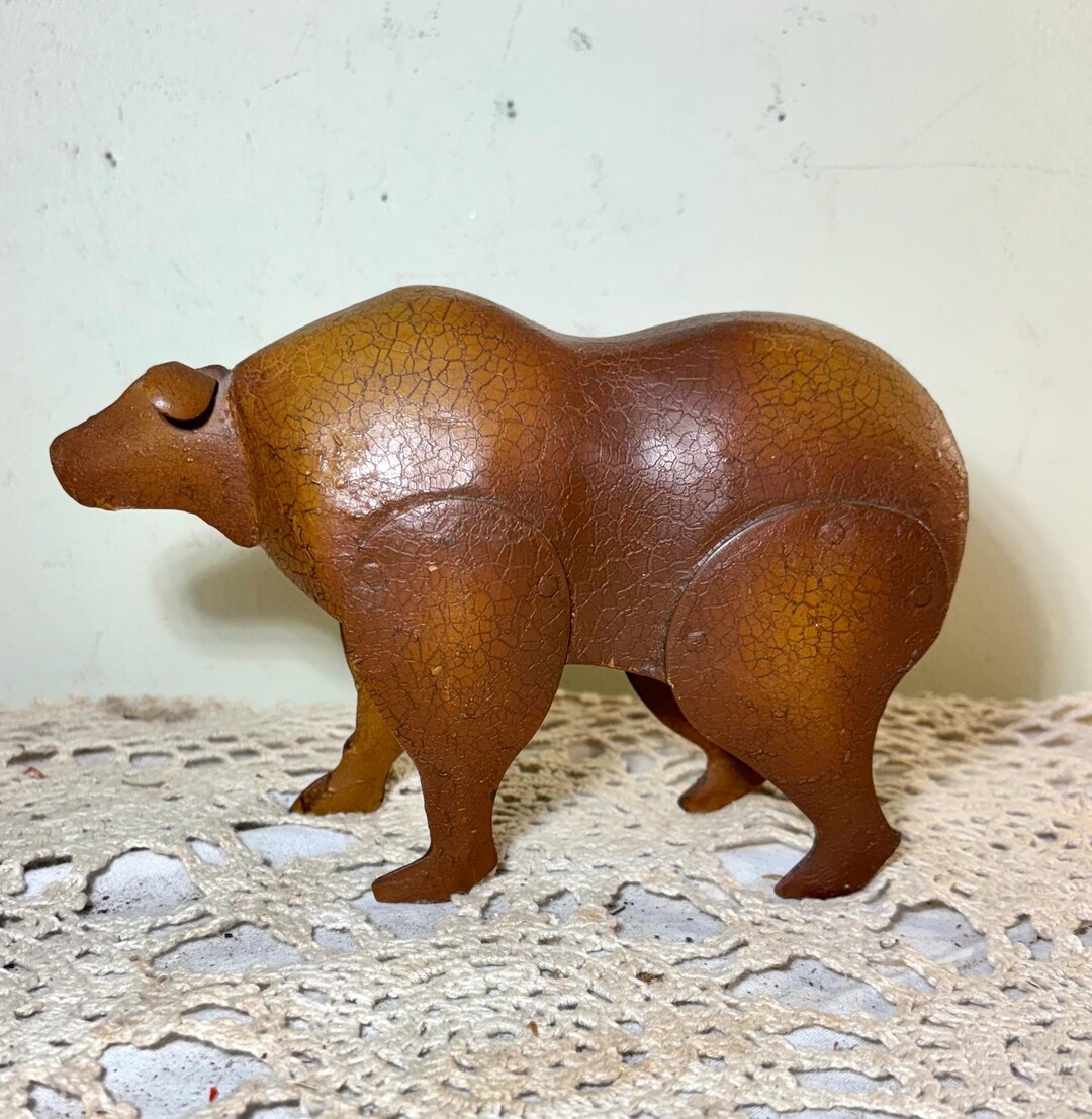 Vintage Folk Art Metal Bear Sculpture | Hand Riveted Artisan Bear ...