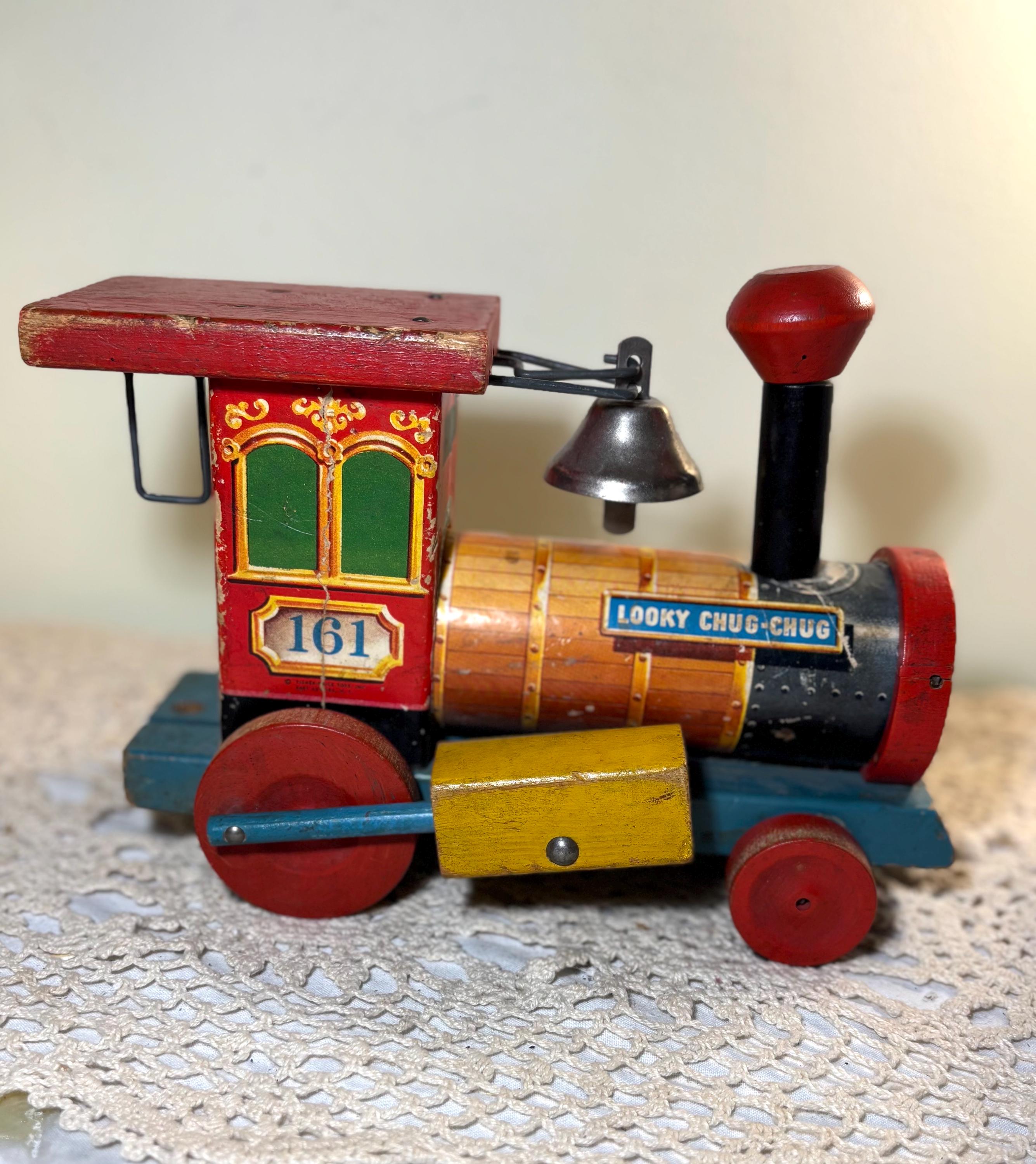 Vintage 1950s Fisher-price Looky Chug-chug Wooden Toy Train Pull Toy ...