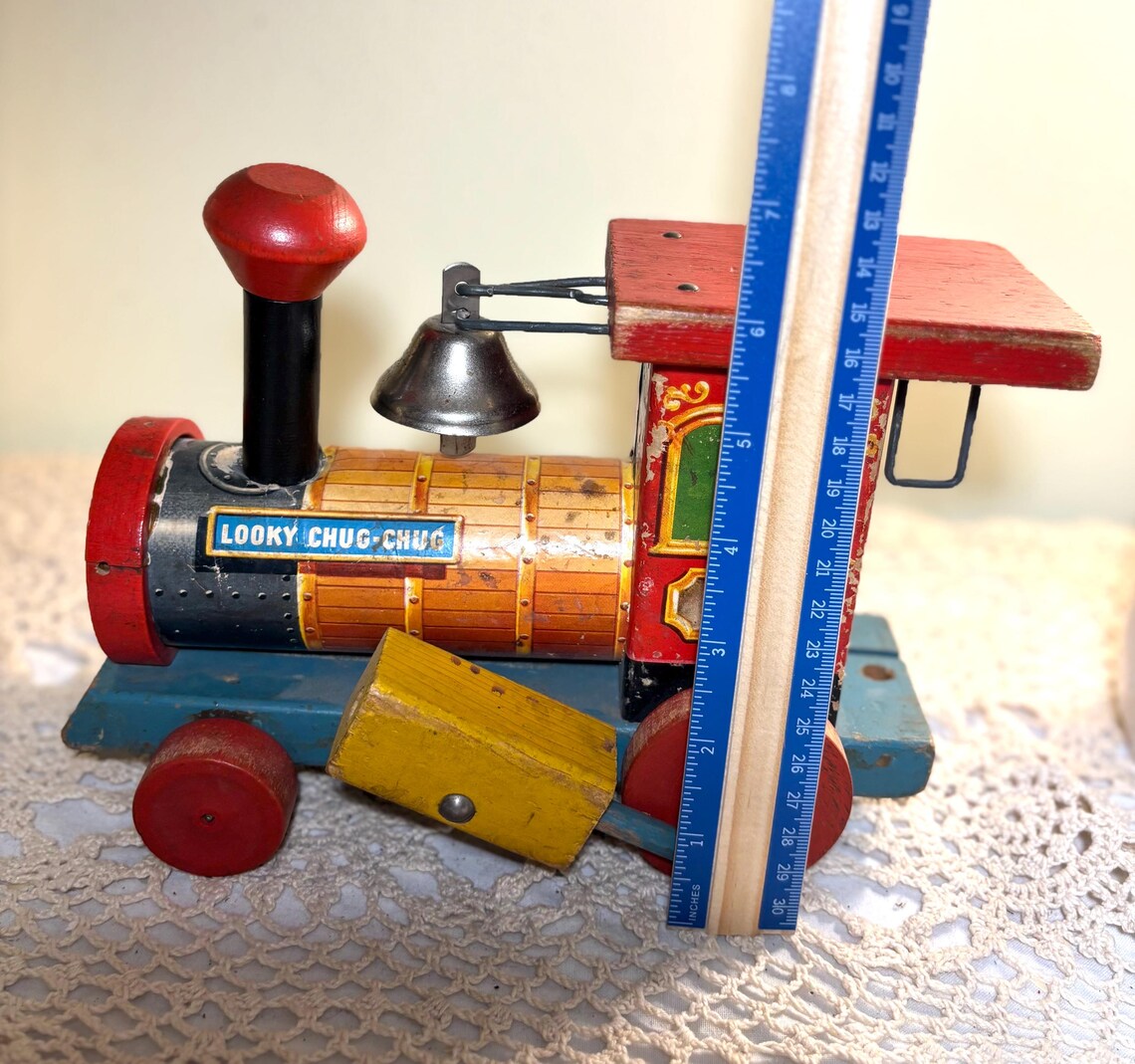 Vintage 1950s Fisher-price Looky Chug-chug Wooden Toy Train Pull Toy ...