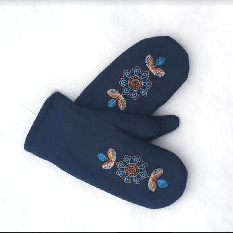 Embroidered Mittens - Etsy