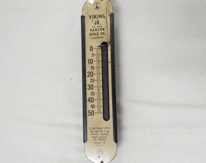 Vintage VIKING JR. No. 8905 HANSON Scale Co. Hanging Scale W/hooks 0-50 ...