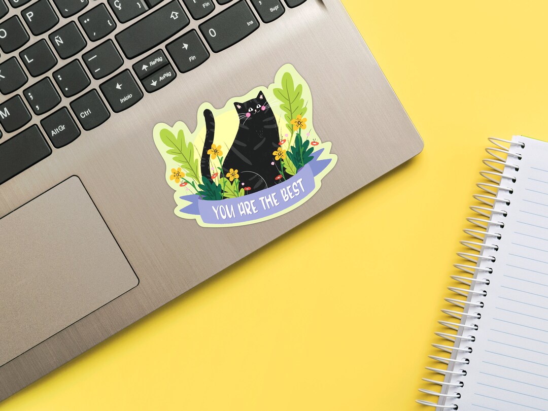 Cute Cat Sticker / Floral Cat Laptop Sticker / You Are the Best Cat ...